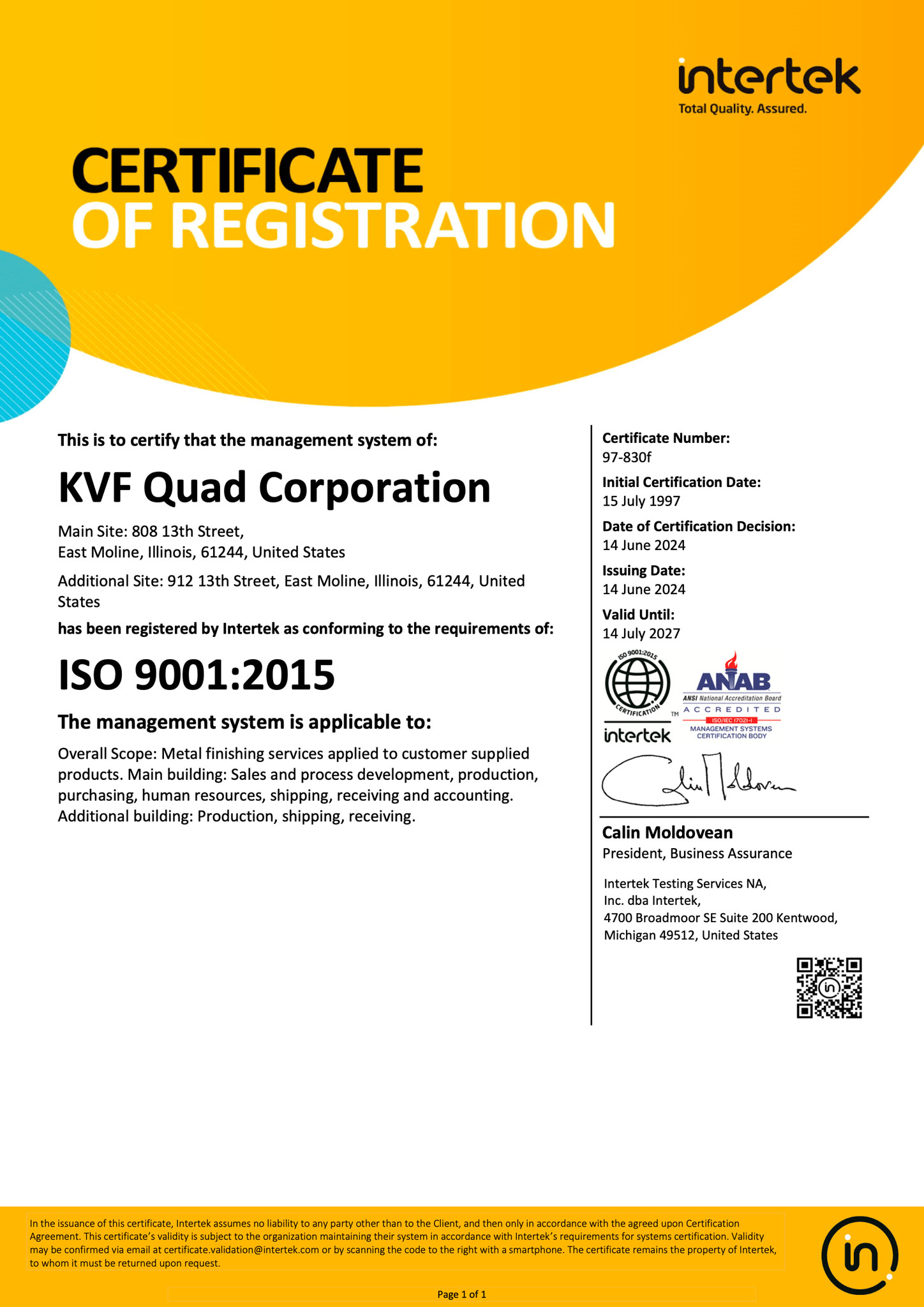 KVF Quad Corporation : Powder Coating - Abrasive Blasting - Metal Finishing